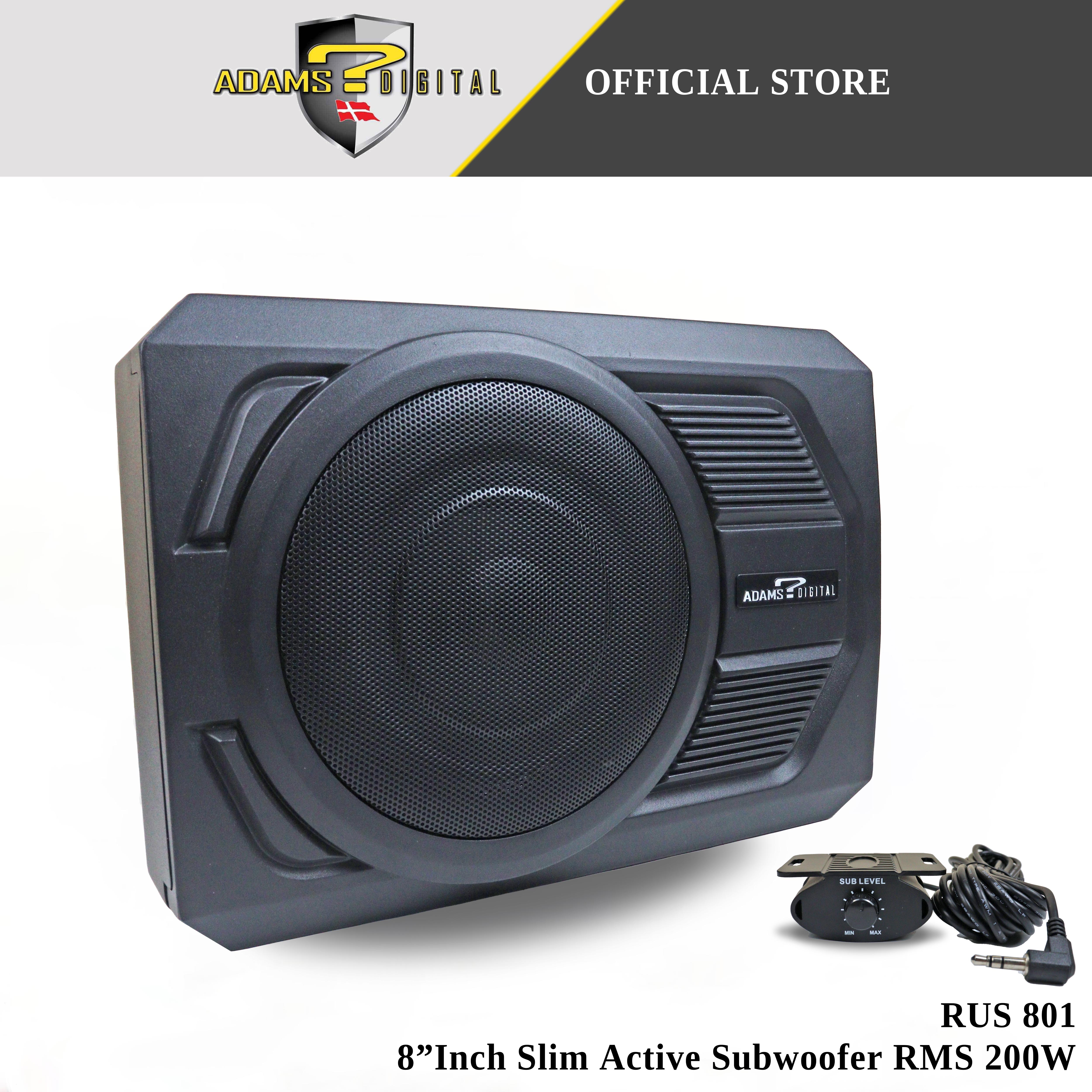 Adams Digital 8"Inch High Power Underseat Active Subwoofer Slim RMS ...