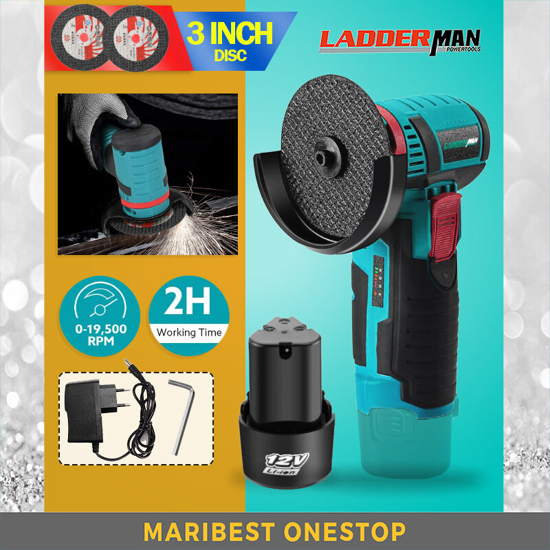 Ladderman Mini Cordless Angle Grinder Brushless Battery Portable 12V ...