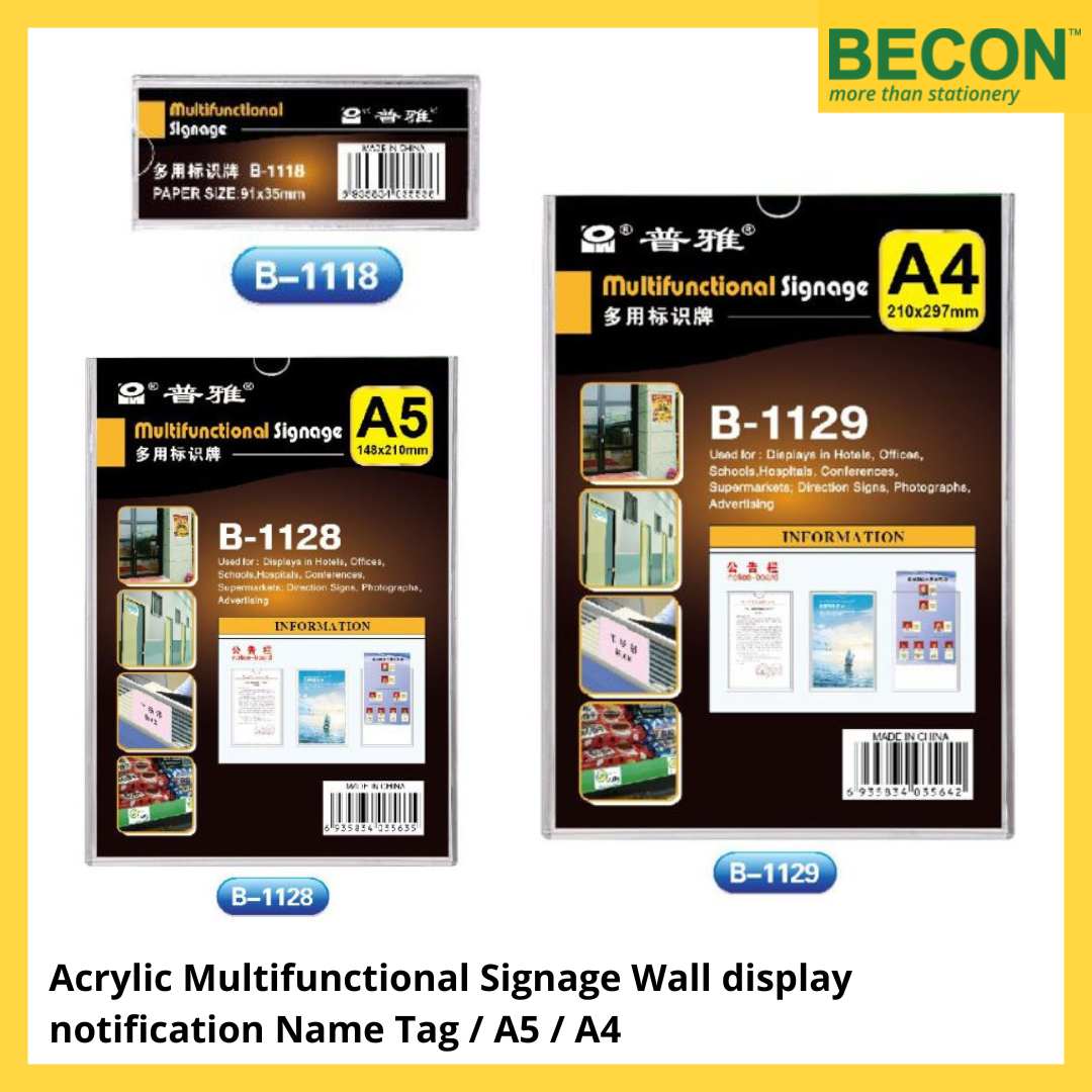Acrylic Multifunctional Signage Wall display notification Name Tag / A5 ...