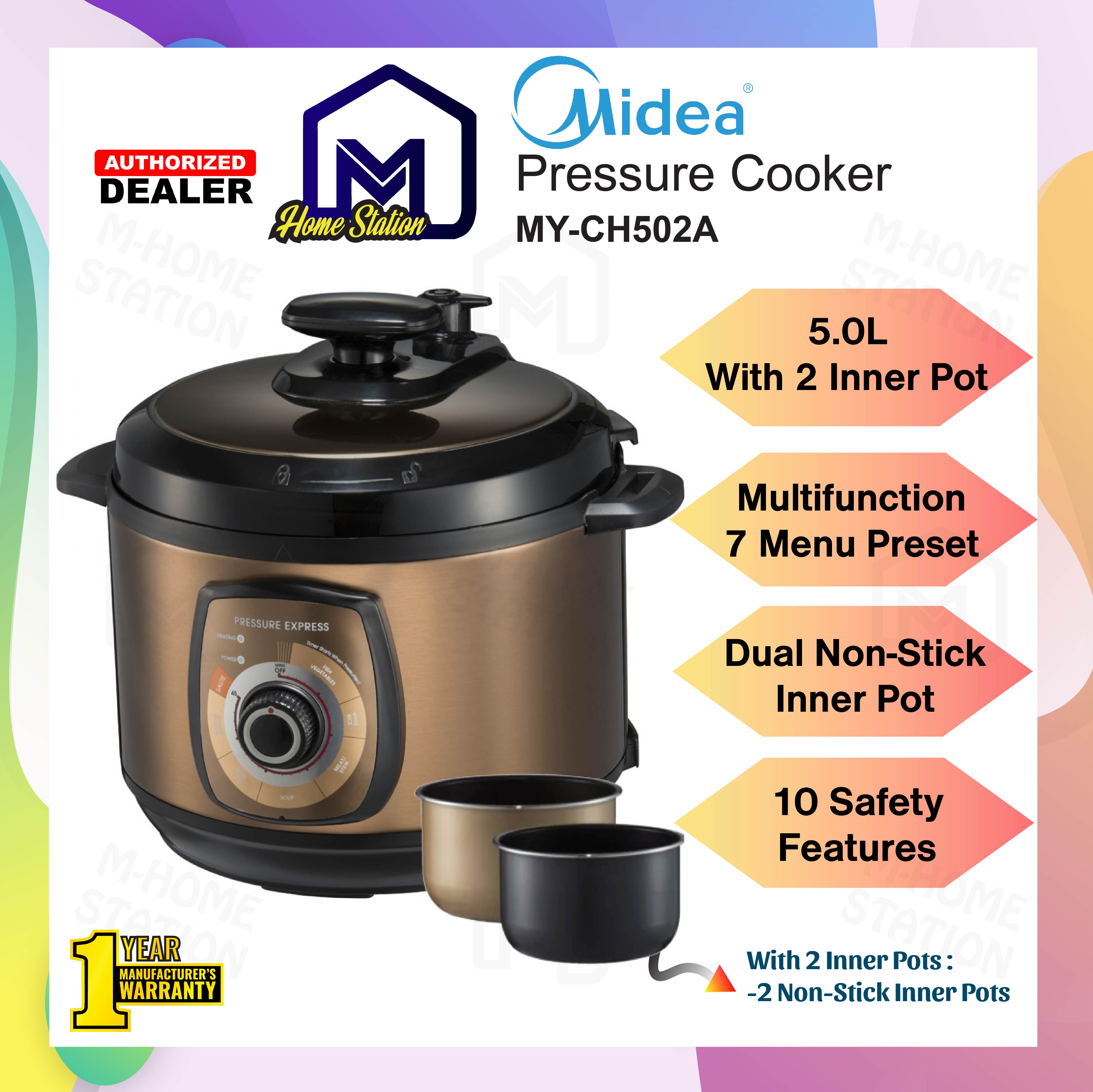 Midea Pressure Cooker Two Inner Pots 5.7L MY-D6007SS2 / 6L Stainless ...