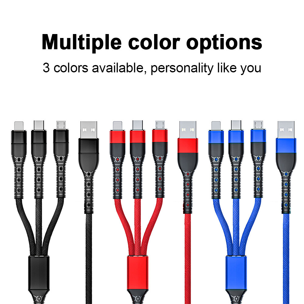 Elecity 3 In 1สายชาร์จแบบพับเก็บได้ Type C Micro USB 2.4A Fast Charger ...