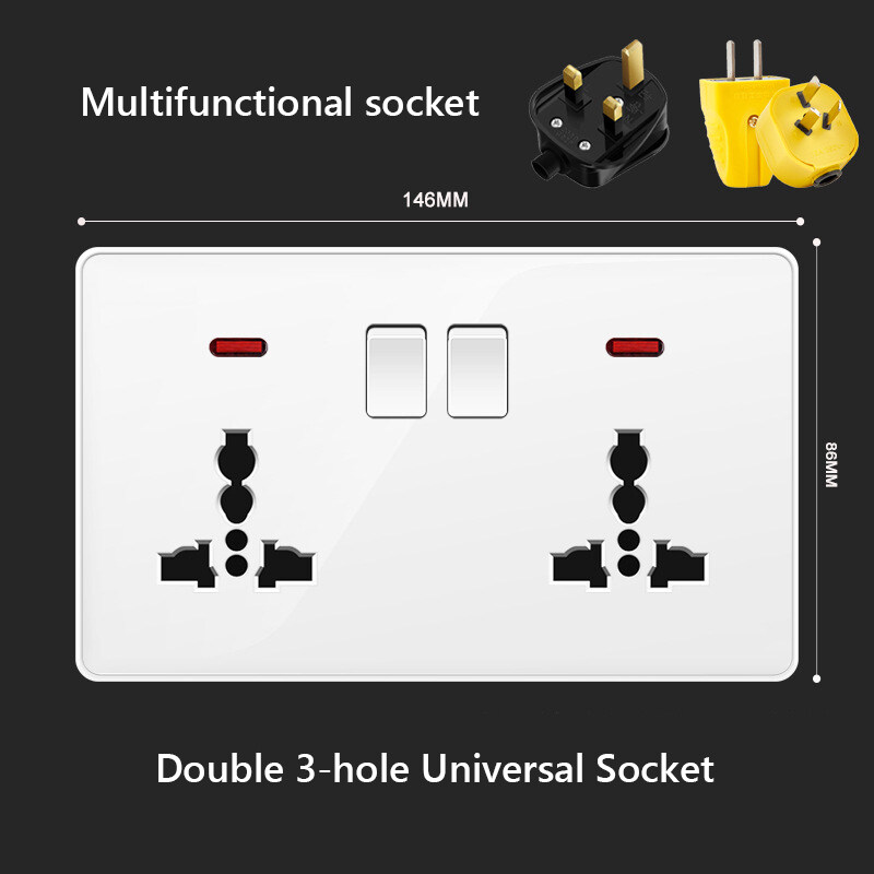 LSG Universal Wall Outlet With Switch White PC Flame Retardant Plastic ...