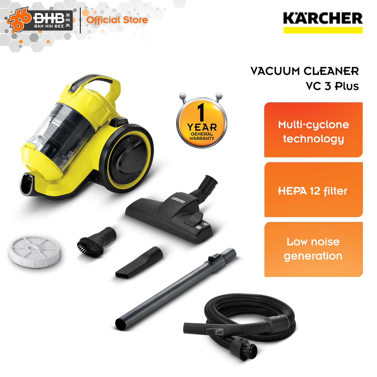 Karcher VC3 PLUS Vacuum Cleaner Cyclone Power 1100w - VC 3 PLUS / 1.198-128.0 | Lazada