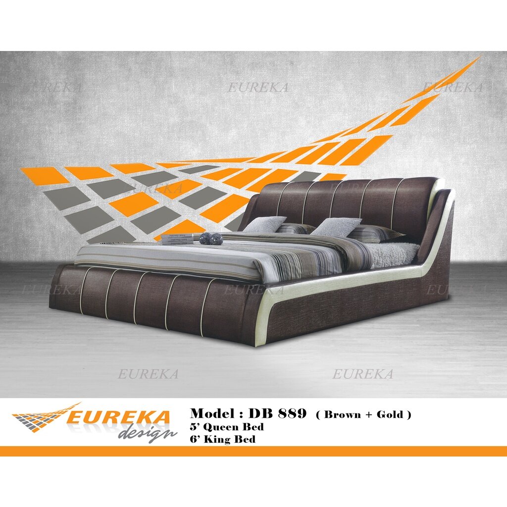 EUREKA Divan Double Bed Frame Upholstery Modern PVC Wood / Katil 8891 ...