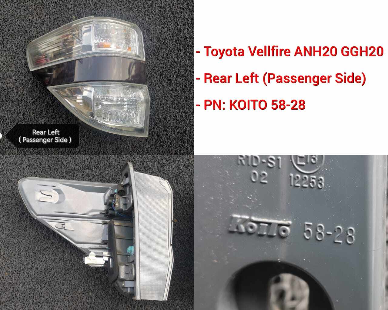 🇯🇵🇯🇵 Toyota Vellfire ANH20 GGH20 Tail Lamp / Rear Light / Lampu ...