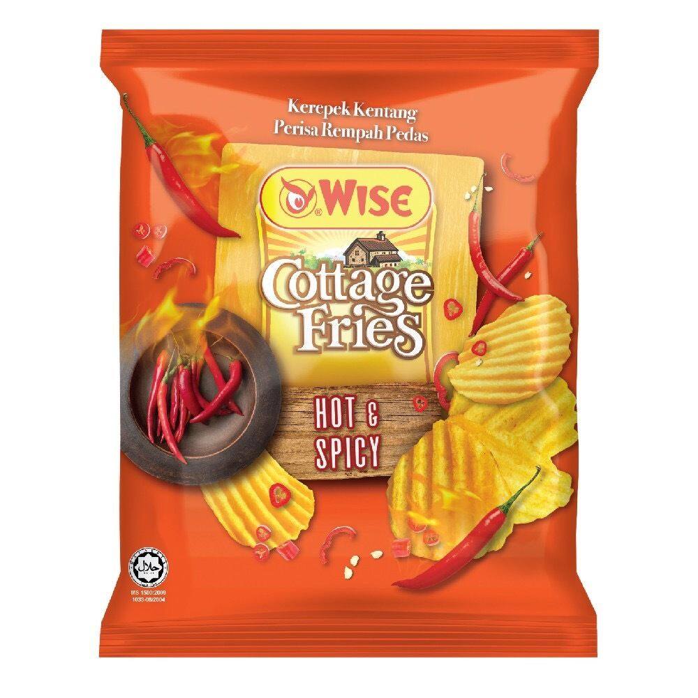Wise Cottage Fries Hot & Spicy Flavour Potato Chips Snack Jajan 65G ...
