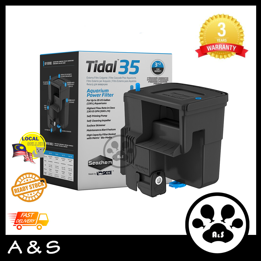 Seachem Tidal 35 Hang On Aquarium Power Filter / Power Filter w ...
