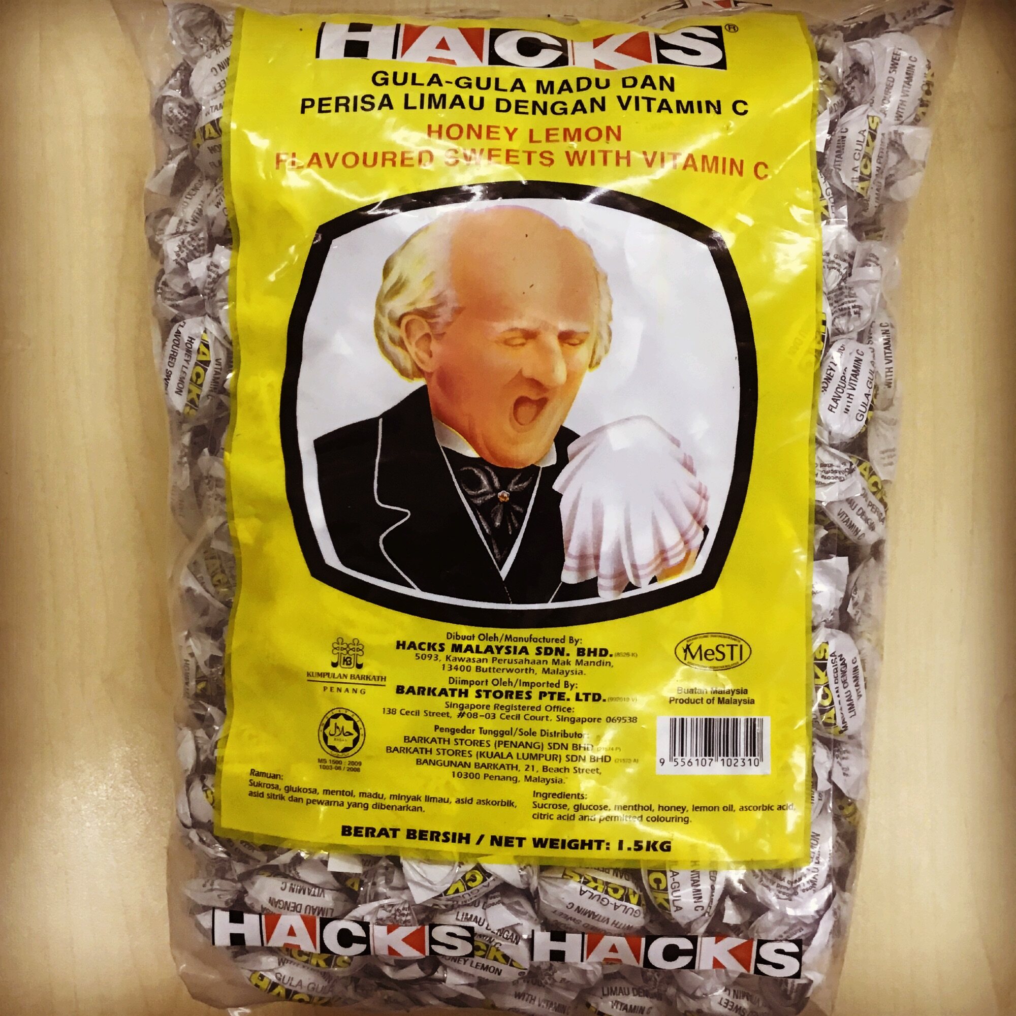 HACKS HONEY LEMON CANDY / GULA-GULA MADU&PERISA LIMAU VITAMIN C 1.5KG ...