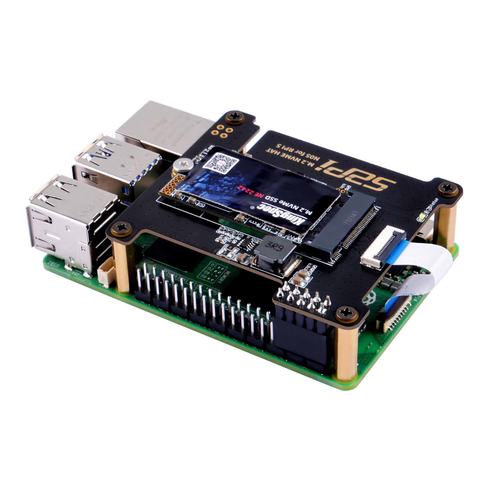 52Pi M.2 NVME HAT N05 for Raspberry Pi 5, NVME M.2 SSD(NVMe 2230, 2242 ... 52Pi M.2 NVME HAT N05 for Raspberry Pi 5, NVME M.2 SSD(NVMe 2230, 2242 ...