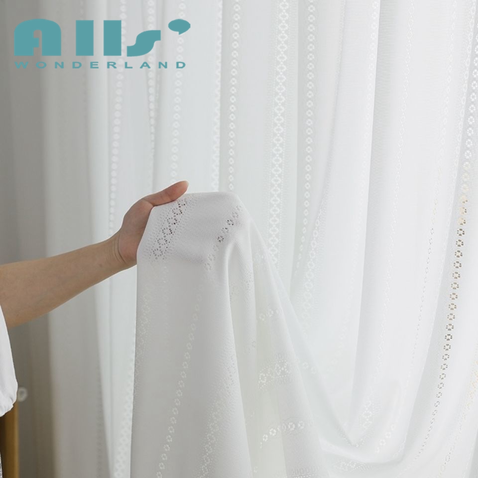 1 Pc Sheer Curtains White Sheer Tulle Lace Floral Sheer Valances Hook