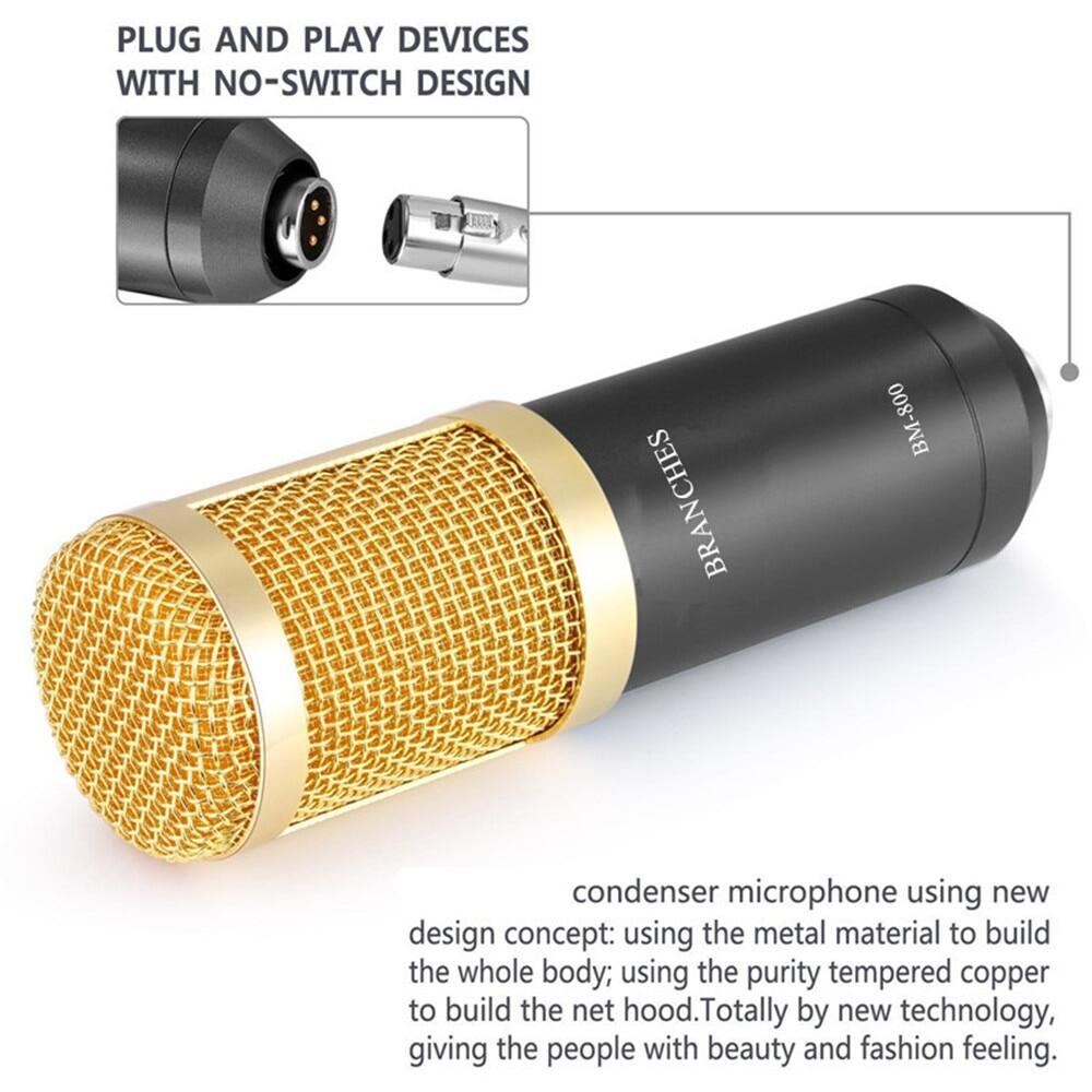 BM-800 Professional Condenser Microphone BM800 Kit:Microphone For Computer+Shock Mount+Foam Cap ...