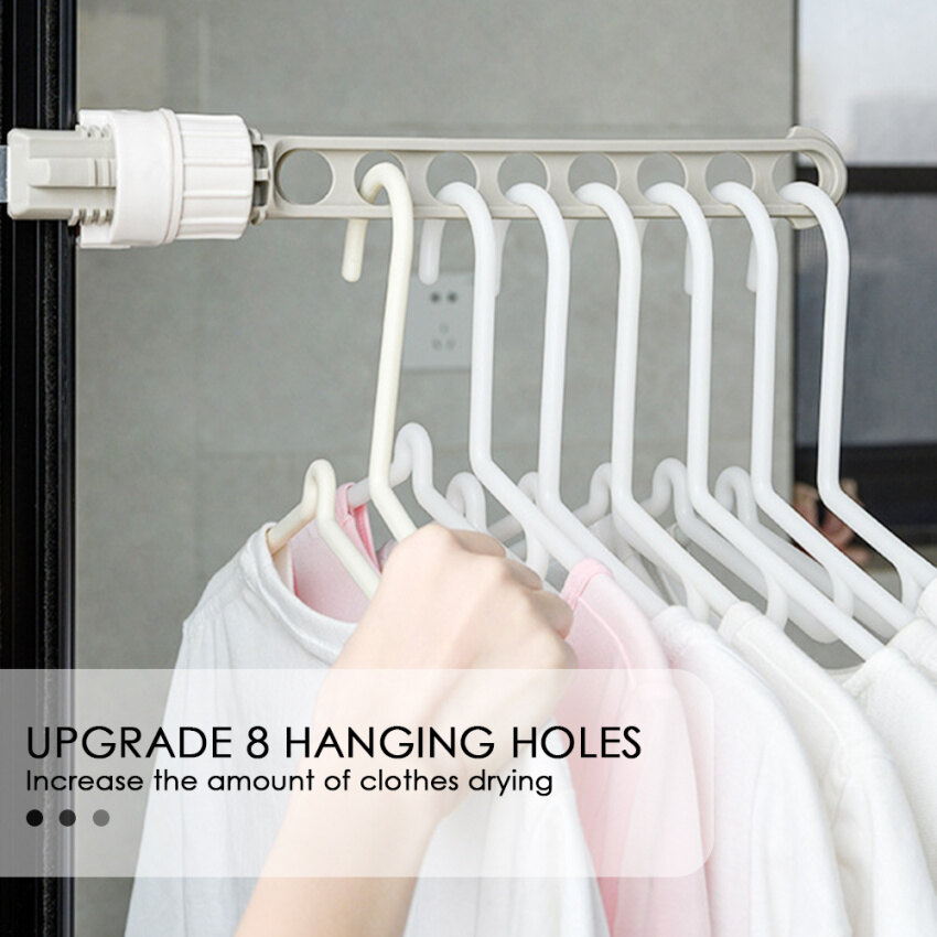 8 holes with hanger holes, retractable window drying rack, travel ...
