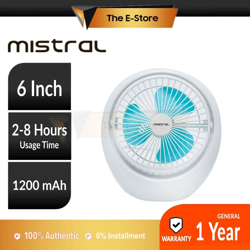 Mistral 6" USB Rechargeable Mini Portable Fan (DC Motor) | MRF65 ...