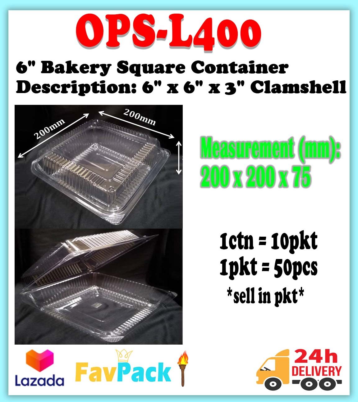 OPS-L400 (BENXON) 6" Square - Butter Cake Tray/ Bekas Kek/ Disposable ...
