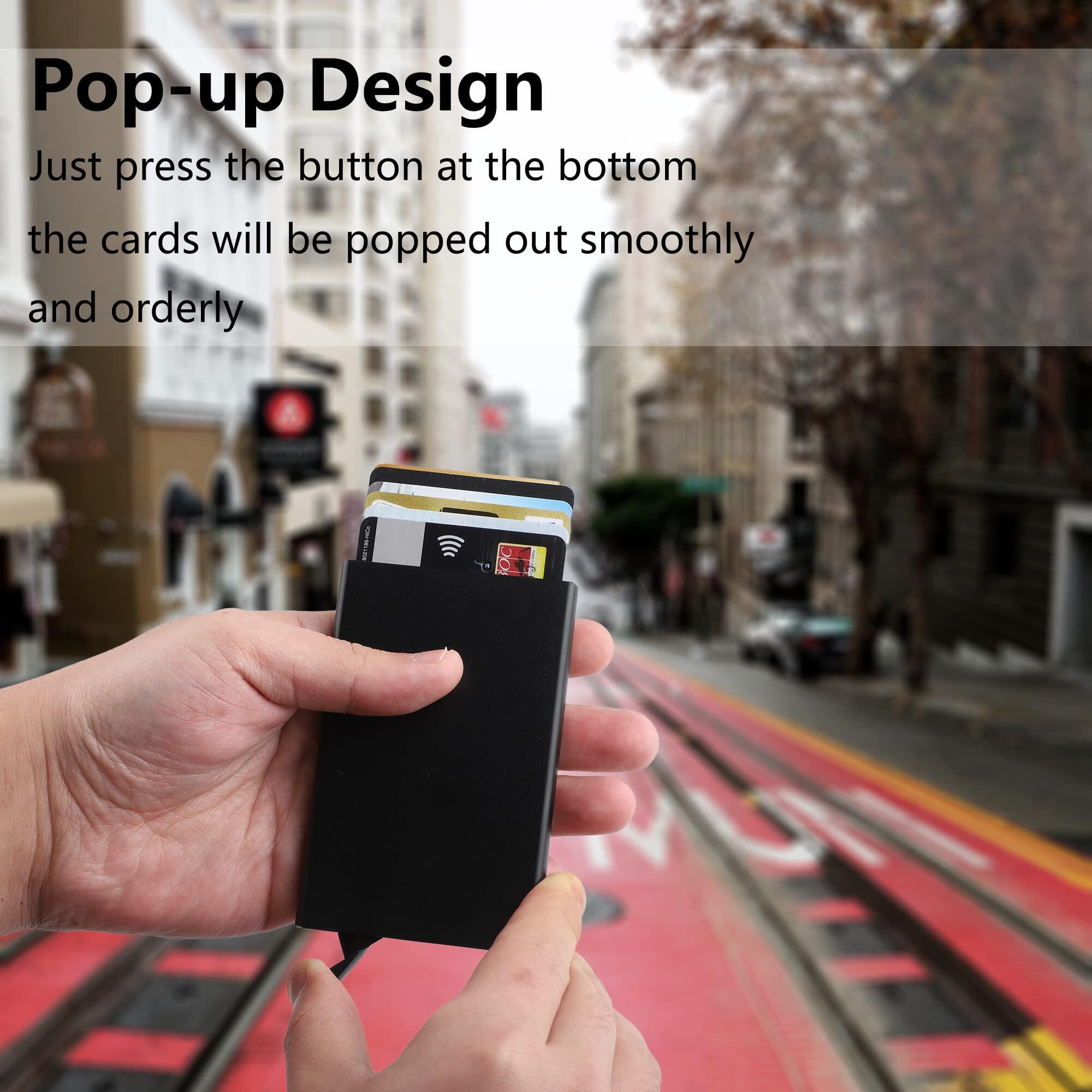Pop Up Business Card Holder For Women And MenSlim RFID Blocking Metal ...