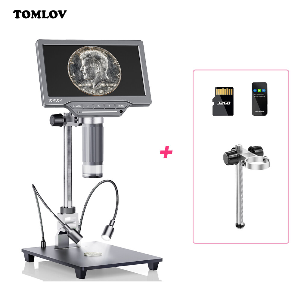 (Stock Now) TOMLOV DM202 10.1 Inch HDMI LCD Digital Microscope,Stand ...