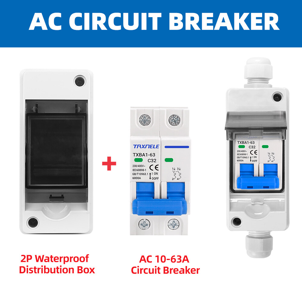 IP65 Waterproof Electrical Distribution Box AC DC Solar Circuit Breaker MCB 63A RCBO PC Plastic ...