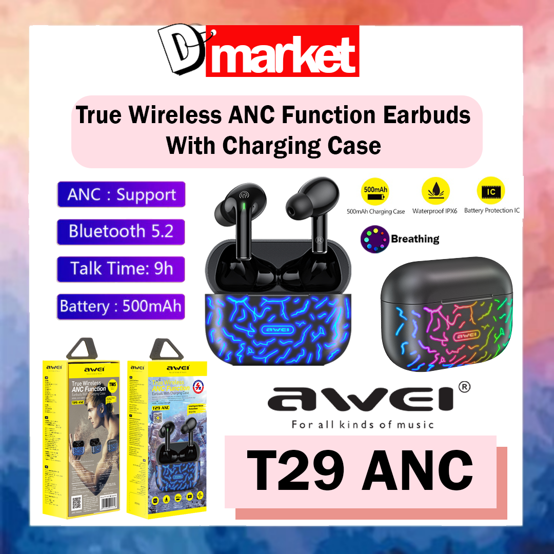 AWEI Earbuds with Charging Case T29 ANC TWS with ANC Function ...