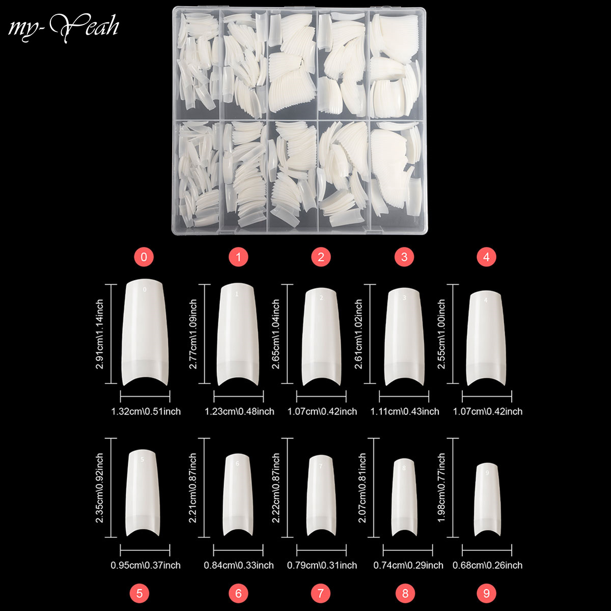 Myyeah 500pcs Claw Shape Curved Fake Nail Tips Half Cover Long Hawk ...