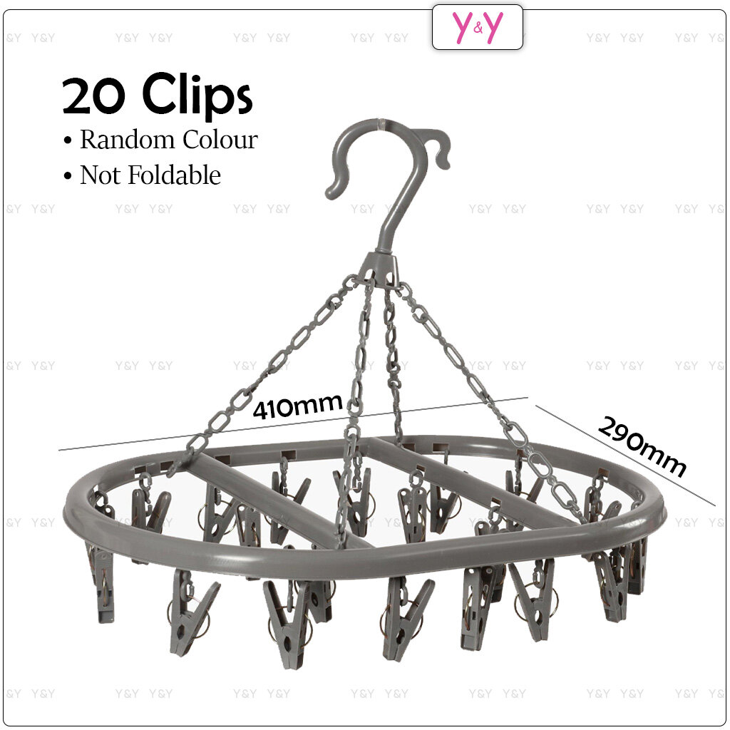 Hanger with Clips / Foldable Drying Clip Rack / Socks Underwear Clips ...
