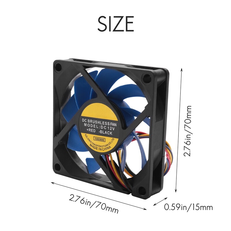 12V DC 32 70mm 4-Pin Computer Case CFM PWM CPU PC Fan Blue & Black ...