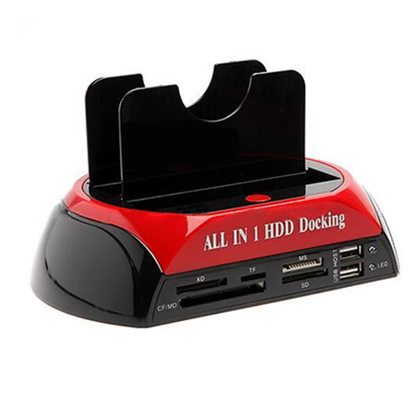 TCC-S862-DE USB 2.0A SATA IDE Dual-Bay HDD Hard Disk Docking Station with Card Reader and USB 2. ...