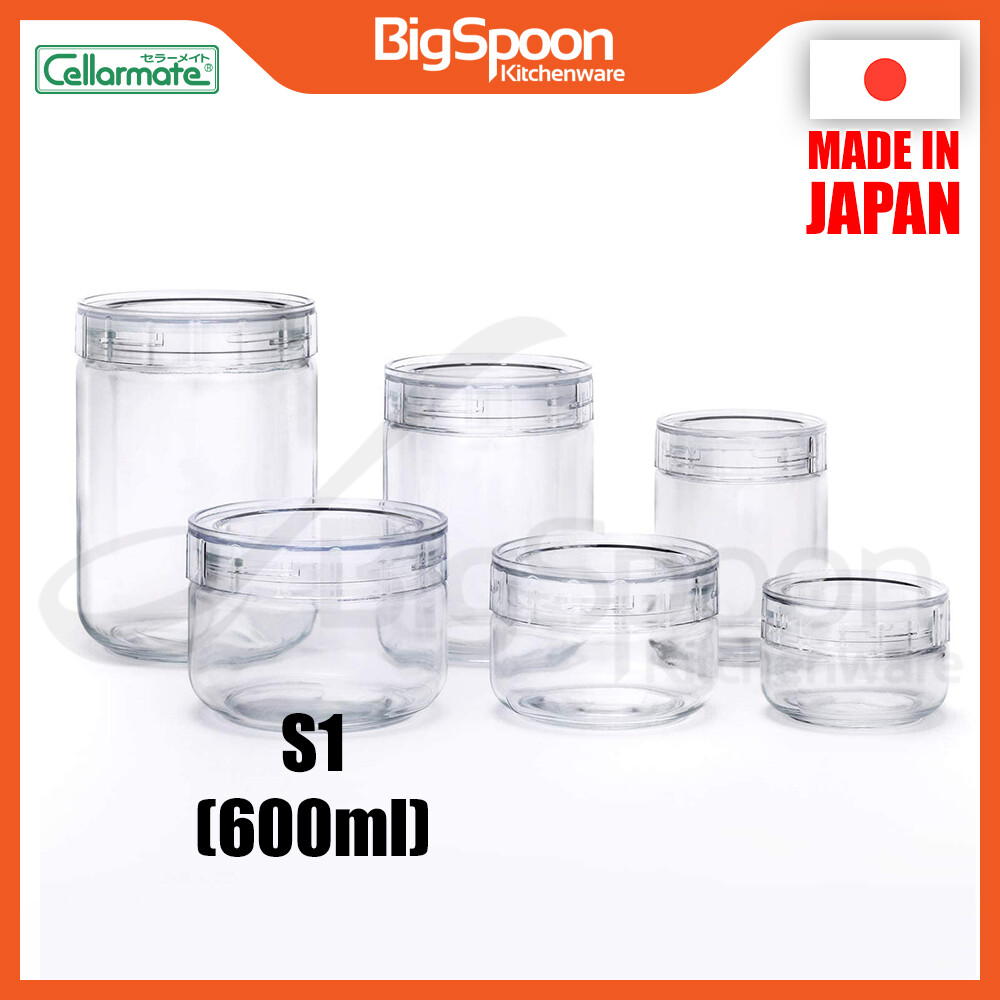 [JAPAN] CELLARMATE Stackable Food Organizer Storage Container Thick Clear Glass Jar with BPA ...