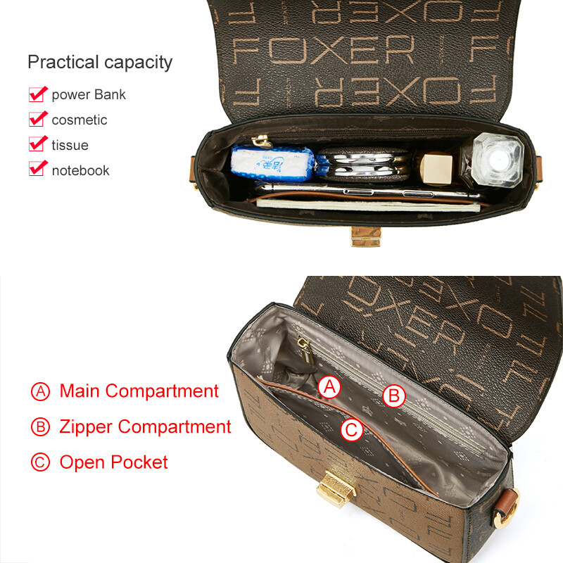 FOXER Women PVC หนัง Crossbody Bag สำหรับผู้หญิง Chain Signature Women ...