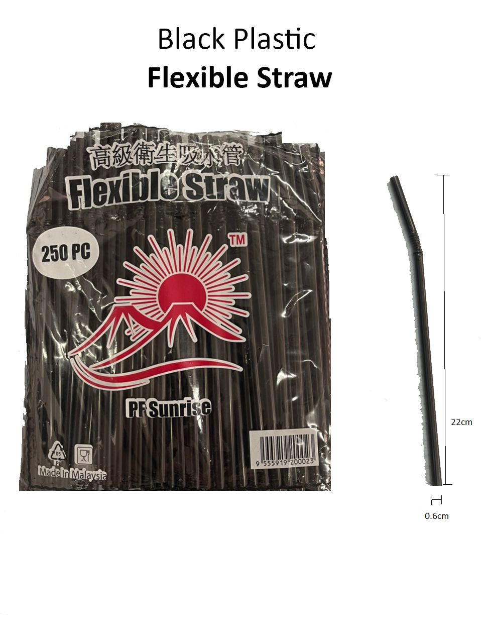 Plastic Straw / Flexible & Giant & Straight Straw / BLACK Plastic Straw ...