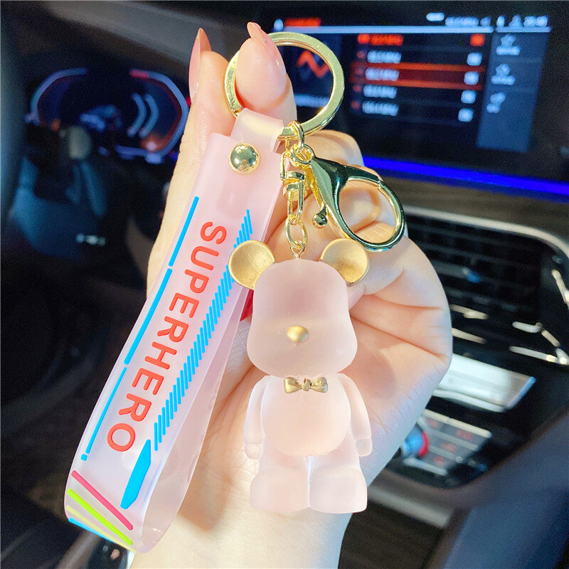 SUTAI Trendy Transparent Bow Tie Bear Key Chain Women Cute Animal ...