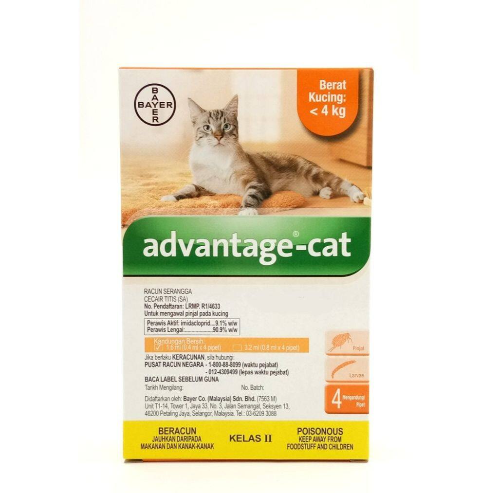 Bayer Advantage Cat Spot On - S/M Ubat Kutu Kucing (0.4ml / 0.8ml x 1 ...