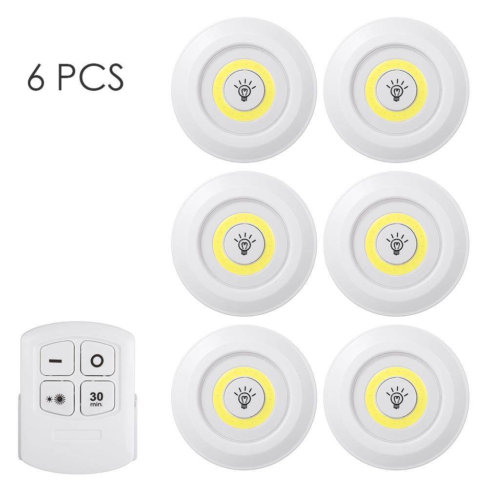 4.5v 1W COB LED Puck Light 6 Pack with Remote Controller Brightness ...