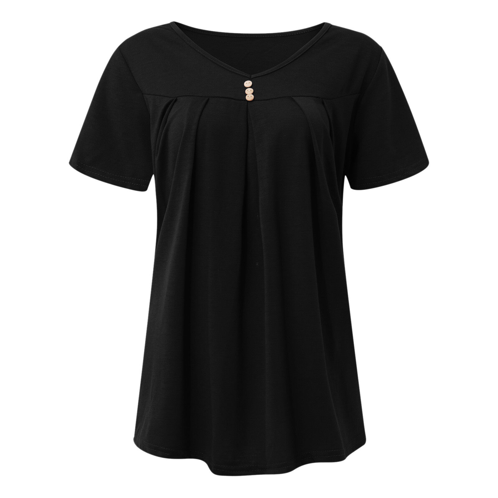 FDBG เสื้อสวมศีรษะของผู้หญิง,เสื้อสีพื้นแขนสั้นคอวีลำลองสำหรับฤดูร้อน ...