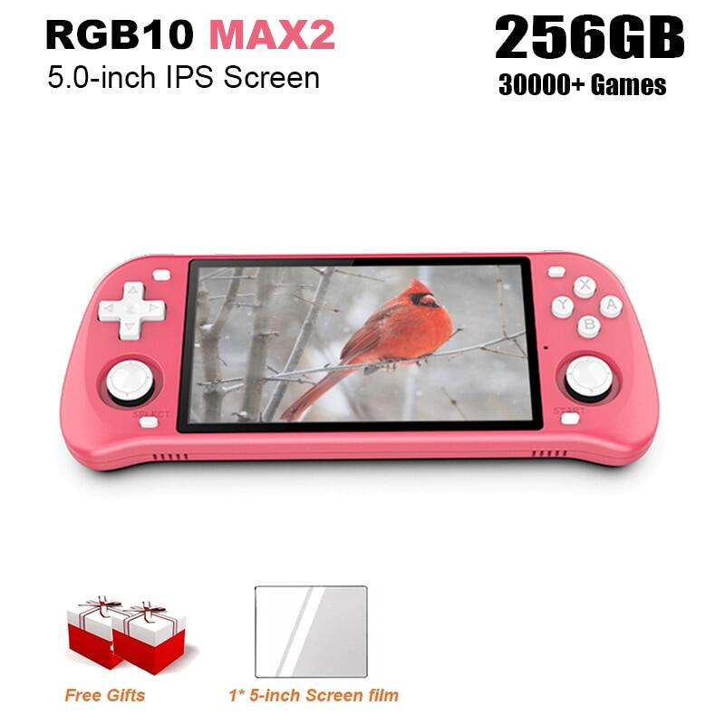 POWKIDDY คอนโซลเกมมือถือ RGB10 Max2 G,ระบบเปิดแบบย้อนยุค256 Max 2หน้าจอ ...