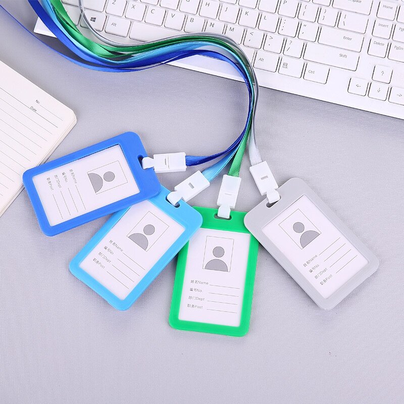 Creative Double-sided Transparent Card Cover with Lanyard Staff Chest ...