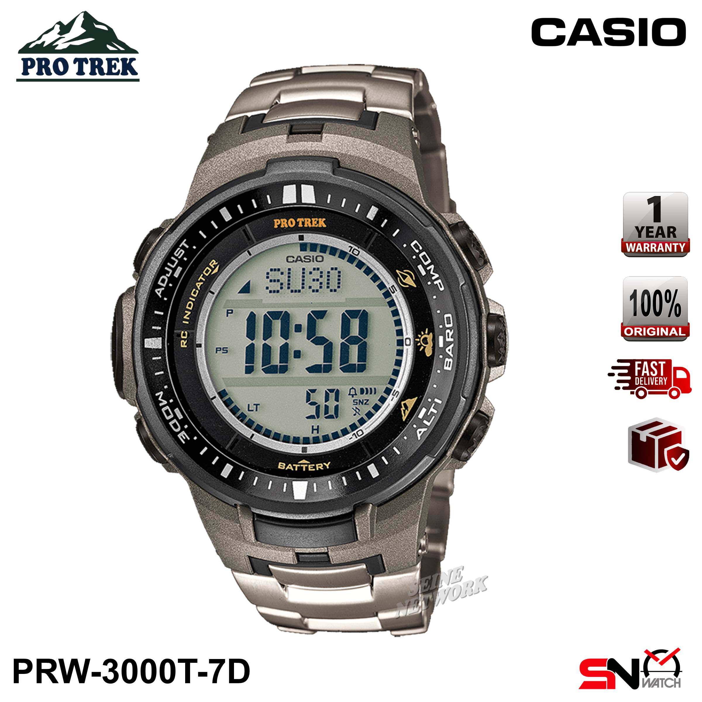 Casio Protrek PRW-3000T Triple Sensor Tough Solar Multiband 6 Digital Titanium Band Men Sport ...