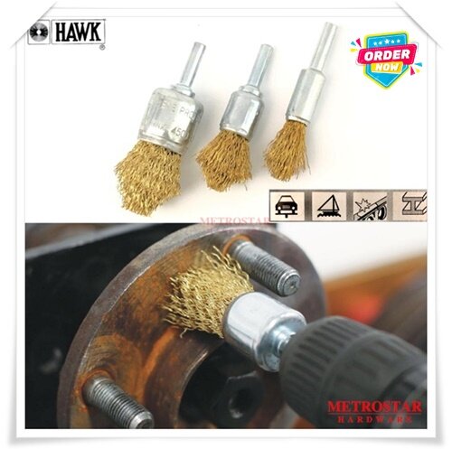Hawk Super Heavy Duty Industrial 1/4" (6MM) Shank Wire Brush Point End ...