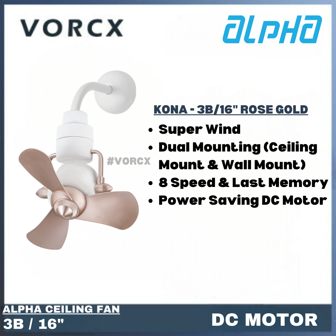 Alpha Kona 3B 16 inches DC Corner Fan Remote Ceiling & Wall Fan | Lazada