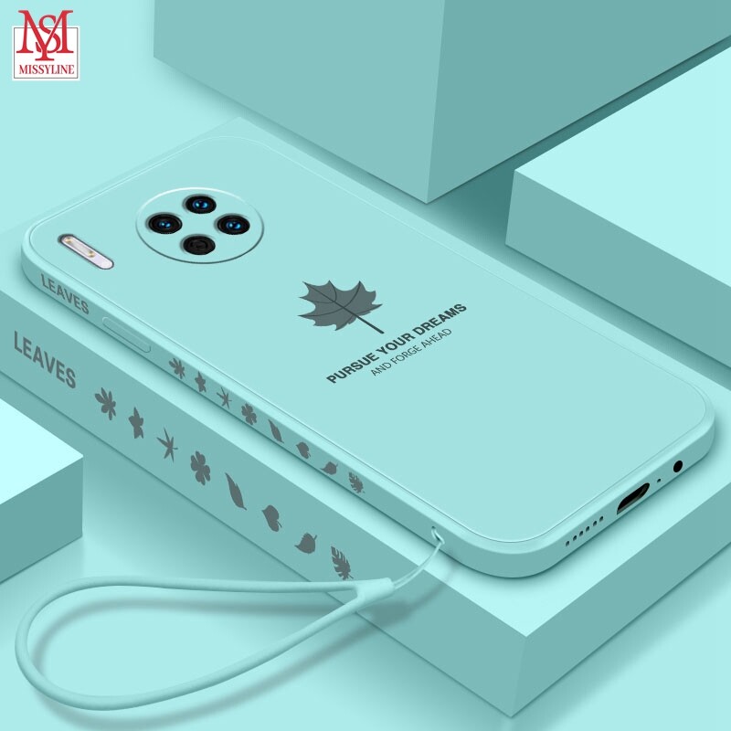 เคสโทรศัพท์ซิลิโคนเหลวทรงสี่เหลี่ยมลายใบเมเปิ้ลน่ารักบางพิเศษ,สำหรับ ...