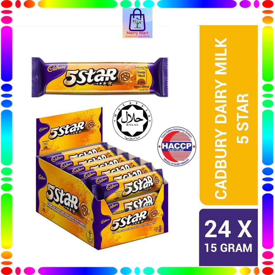 Cadbury Dairy Milk Chocolate 5 Star Biscuits 24 Packs x 15G | Lazada