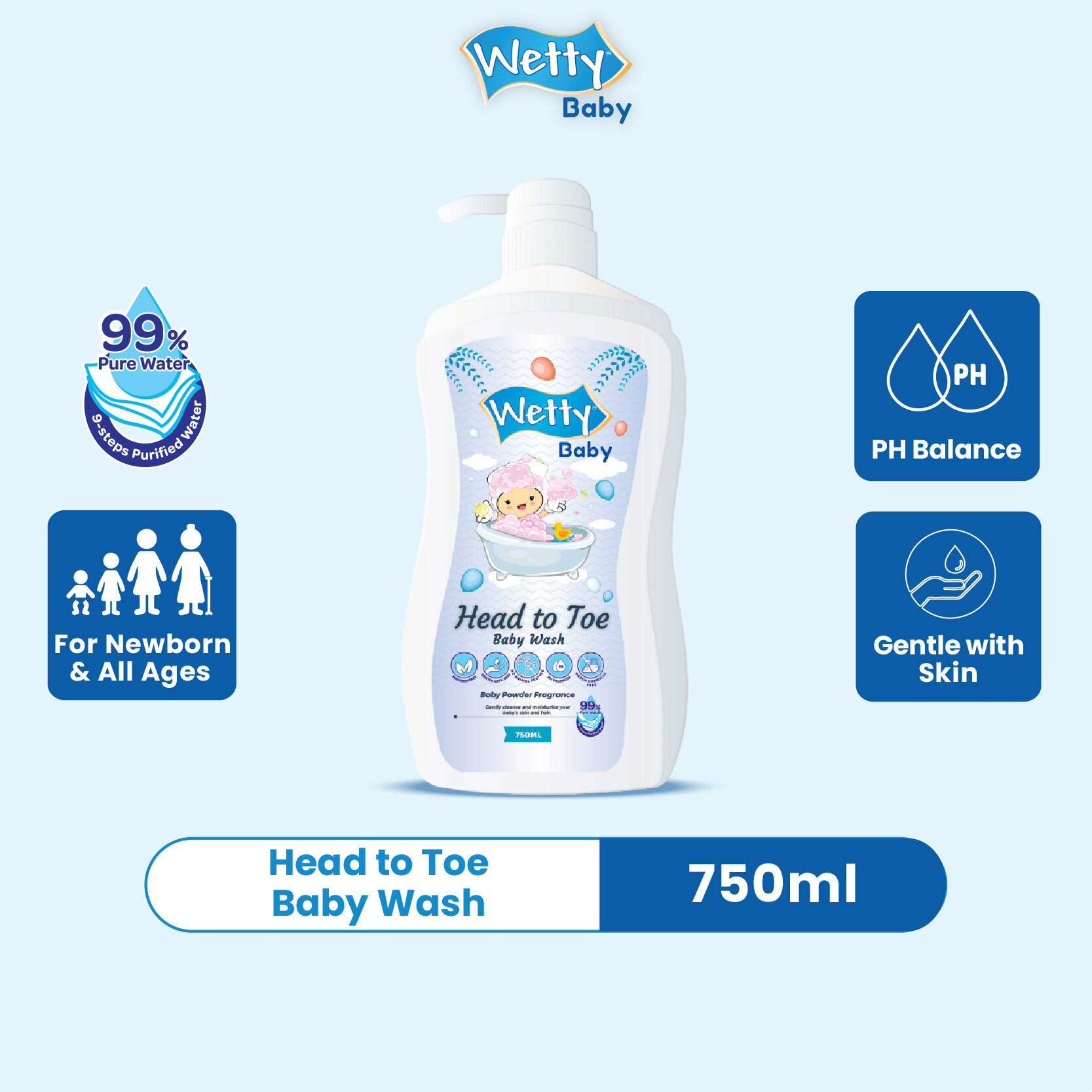 Wetty Baby Head To Toe Baby Wash 750ml | Lazada