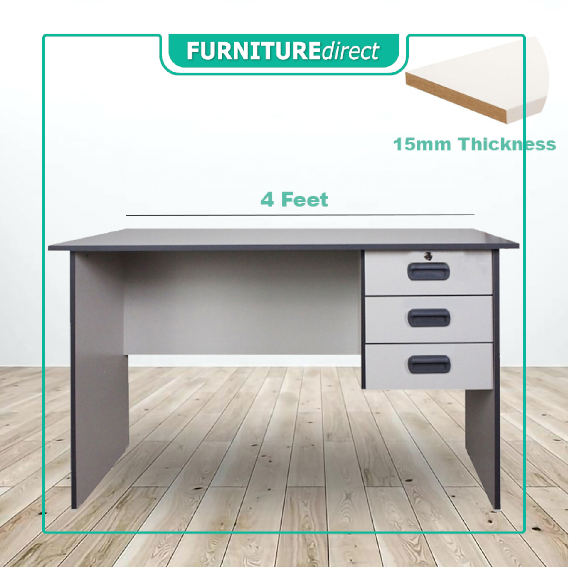 Furniture Direct ECO 4 feet office desk study desk with 3 drawer office ...