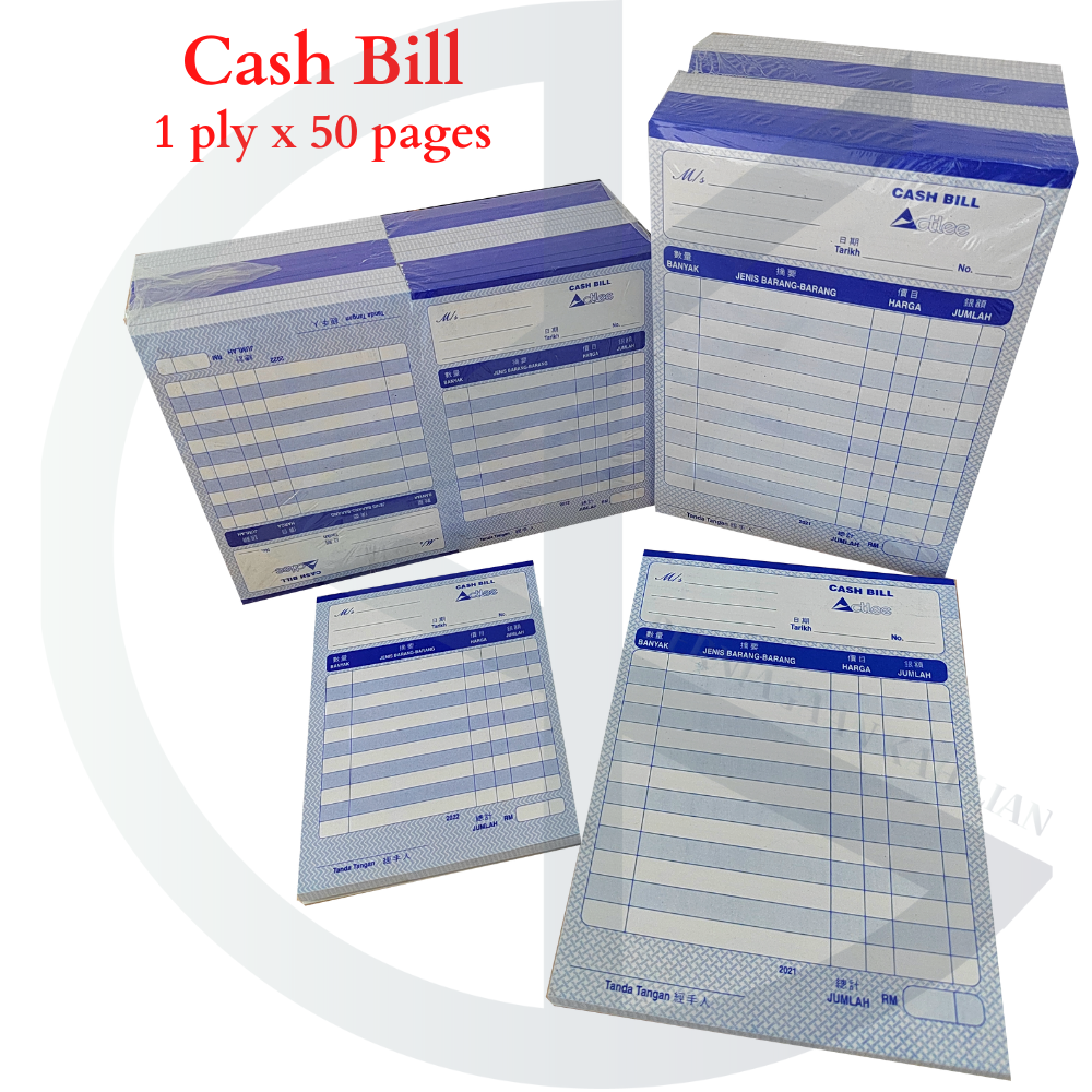 Cash Bill Book / Buku Bil Tunai 1 ply Non-NCR (50 Sets) 2021/2022 | Lazada