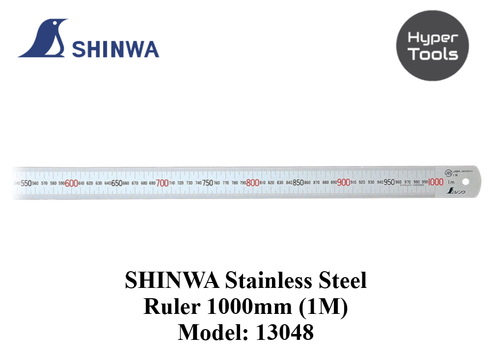 SHINWA (Japan) Stainless Steel Ruler 15cm - 1mtr (Model: 13005 / 13013 ...