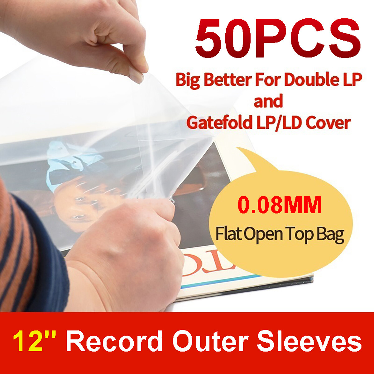 50PCS OPP Gel Recording Protective Sleeve for Turntable Player LP Vinyl ...