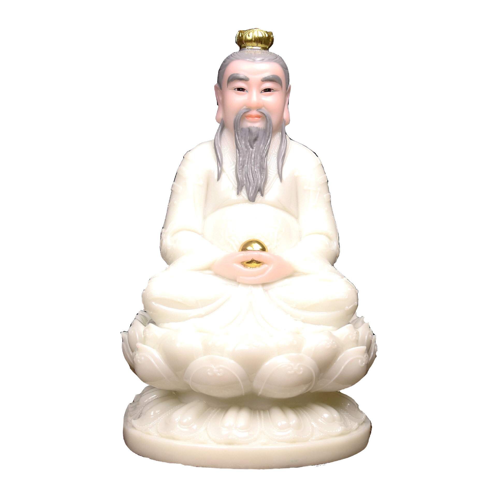 สีขาวรูปปั้นหินอ่อนของ Taishang Laojun ผู้ก่อตั้งสาม Qing Dynasties ...