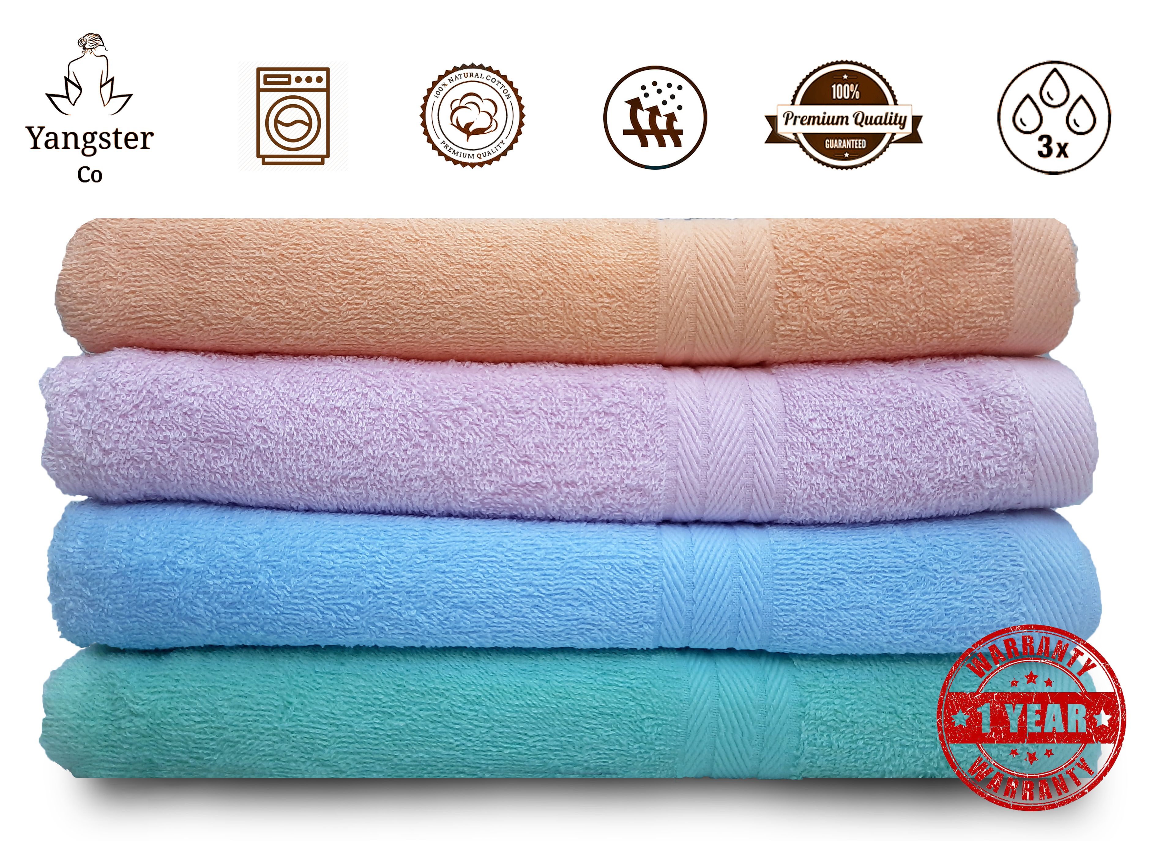 Premium SOFT BATH TOWEL 100*50CM (160g) / 104*53cm (106g) / 70*36cm ...
