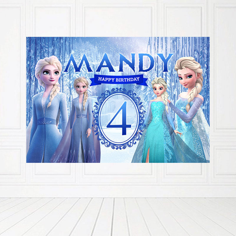 Custom Frozen Elsa Theme Party Decor Banner Kids Birthday Backdrop | Lazada