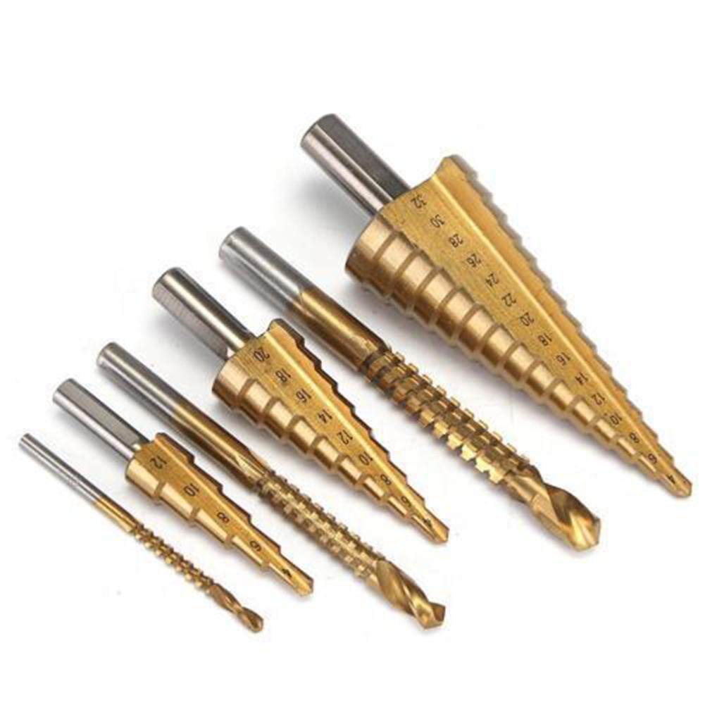 6pcs Step Durable Hand Tool Titanium Coated Drill Bit Hole Cutter High ...