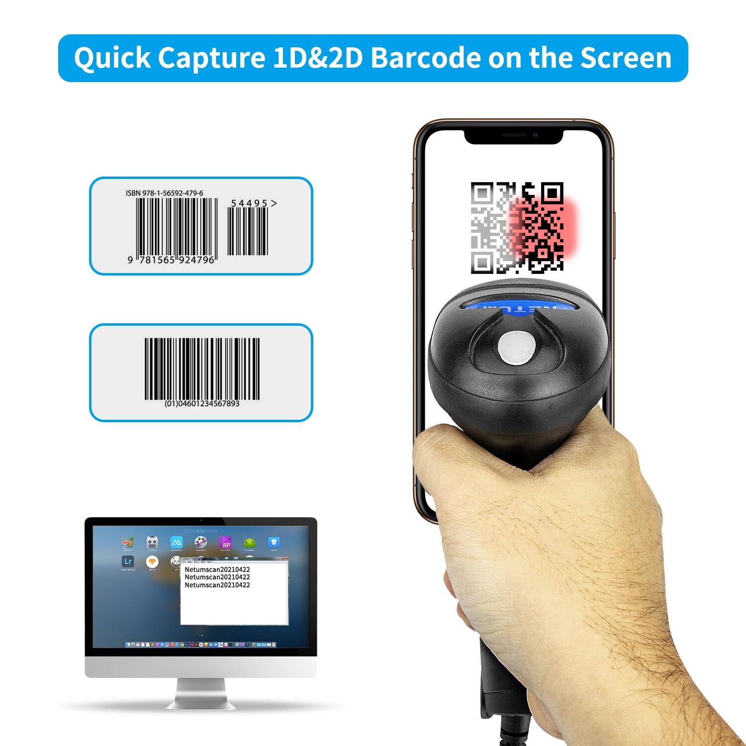 2022 L8ไร้สาย2D Barcode Scanner L5สาย1D/2D QR Code Reader PDF417สำหรับ ...